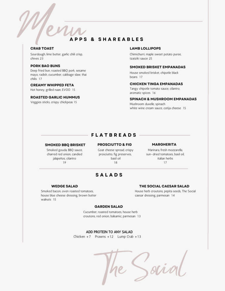 Menus - The Social