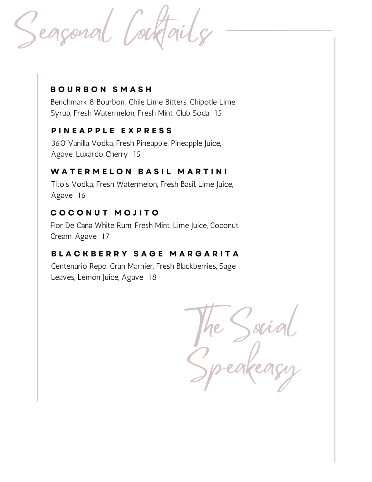 Menus - The Social